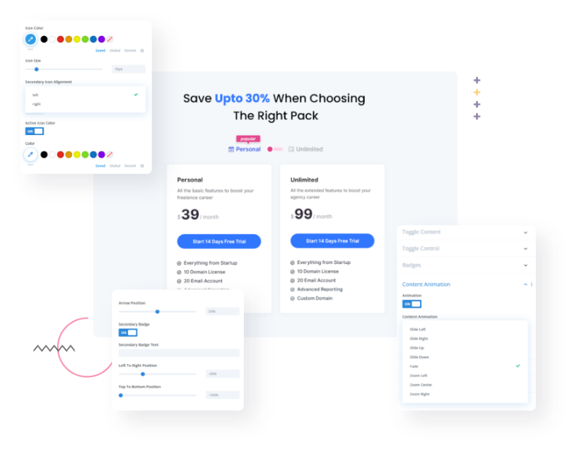 Divi Content Toggle Module - DiviFlash