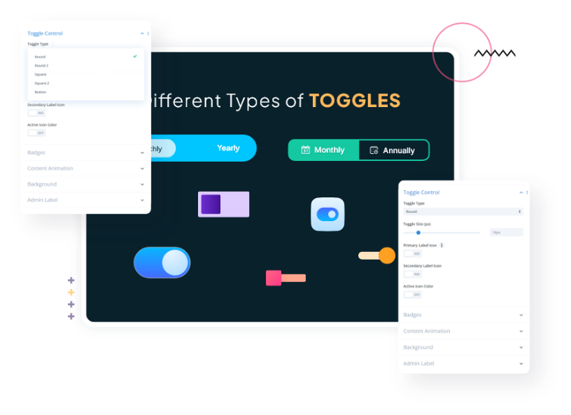 Divi Content Toggle Module - DiviFlash